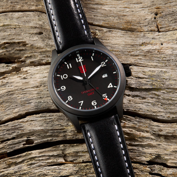 Springfield GMT Leather Field Watch - Smith & Bradley Watches
